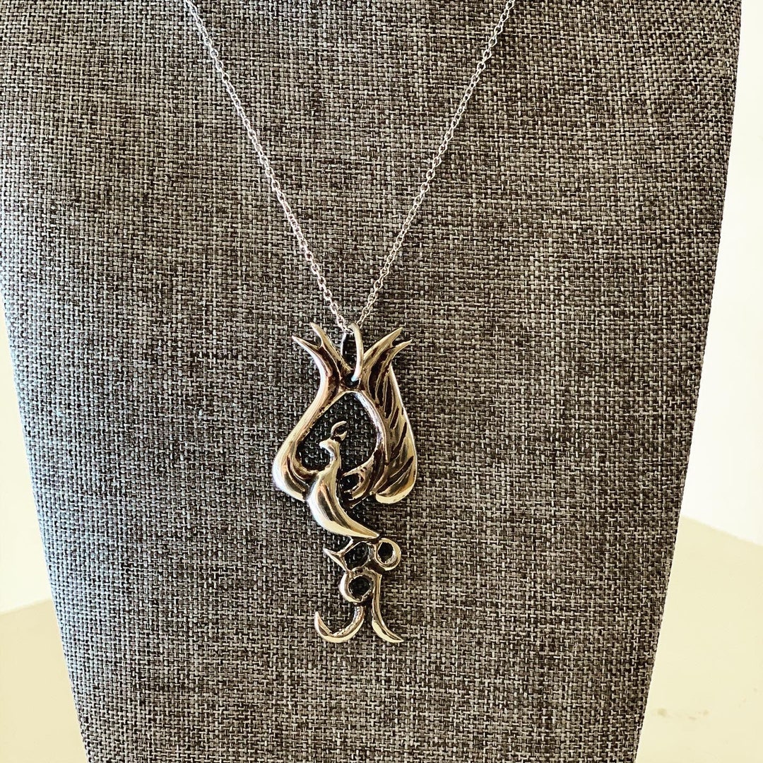 Phoenix Rising Necklace | Pewter Pendant, Stainless Steel Chain - Etsy