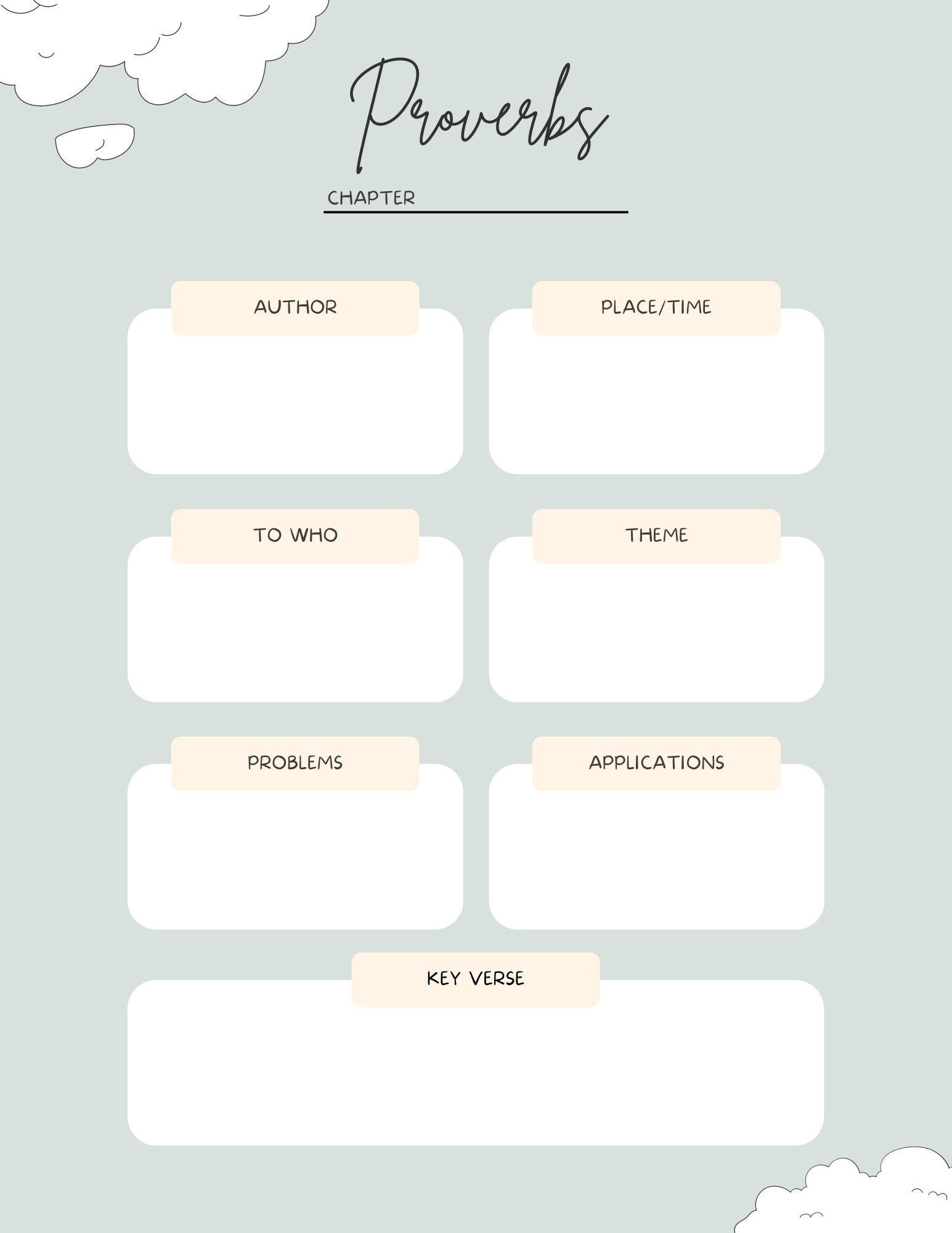 Proverbs Bible Study Worksheet - Etsy