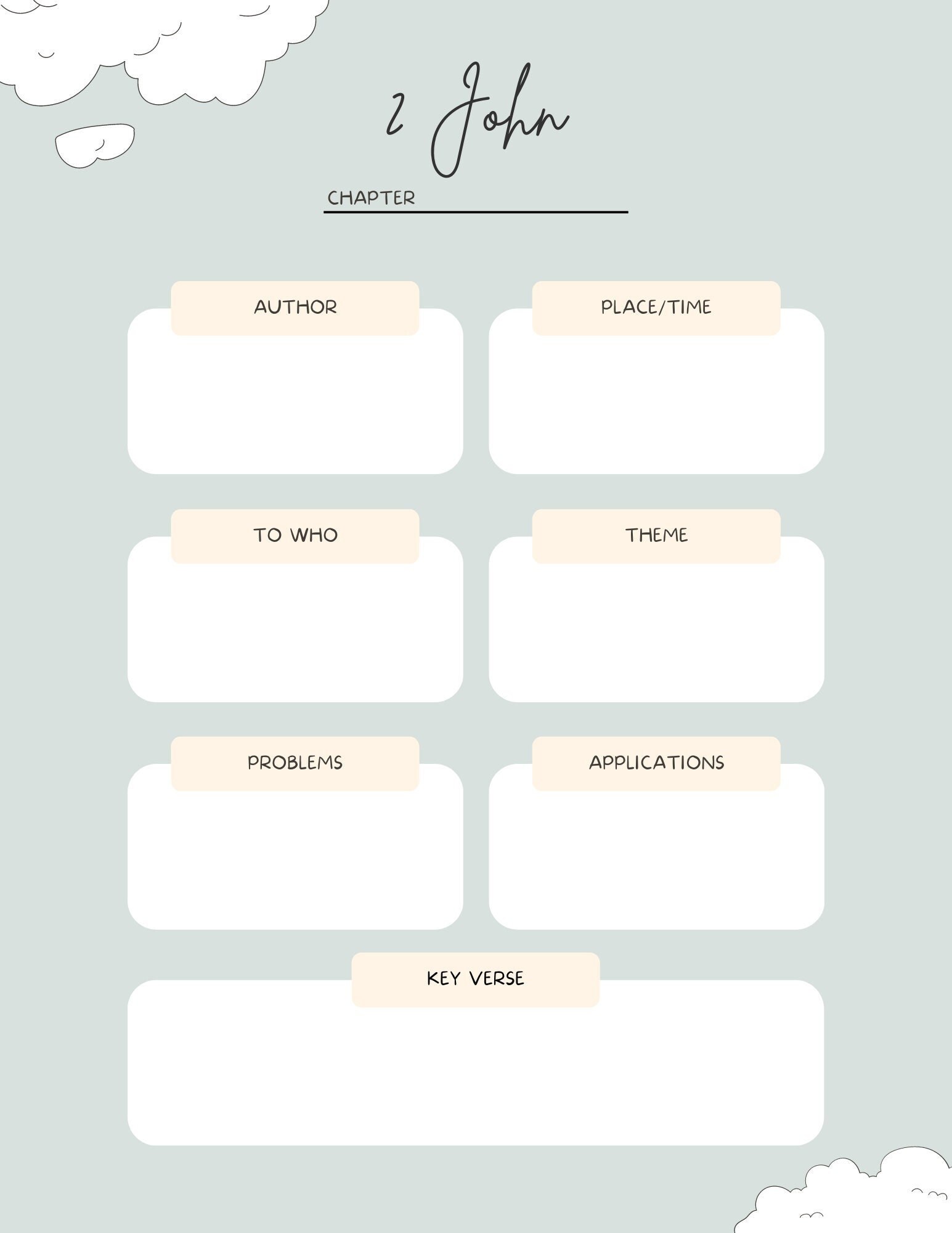 2 John Bible Study Worksheet - Etsy