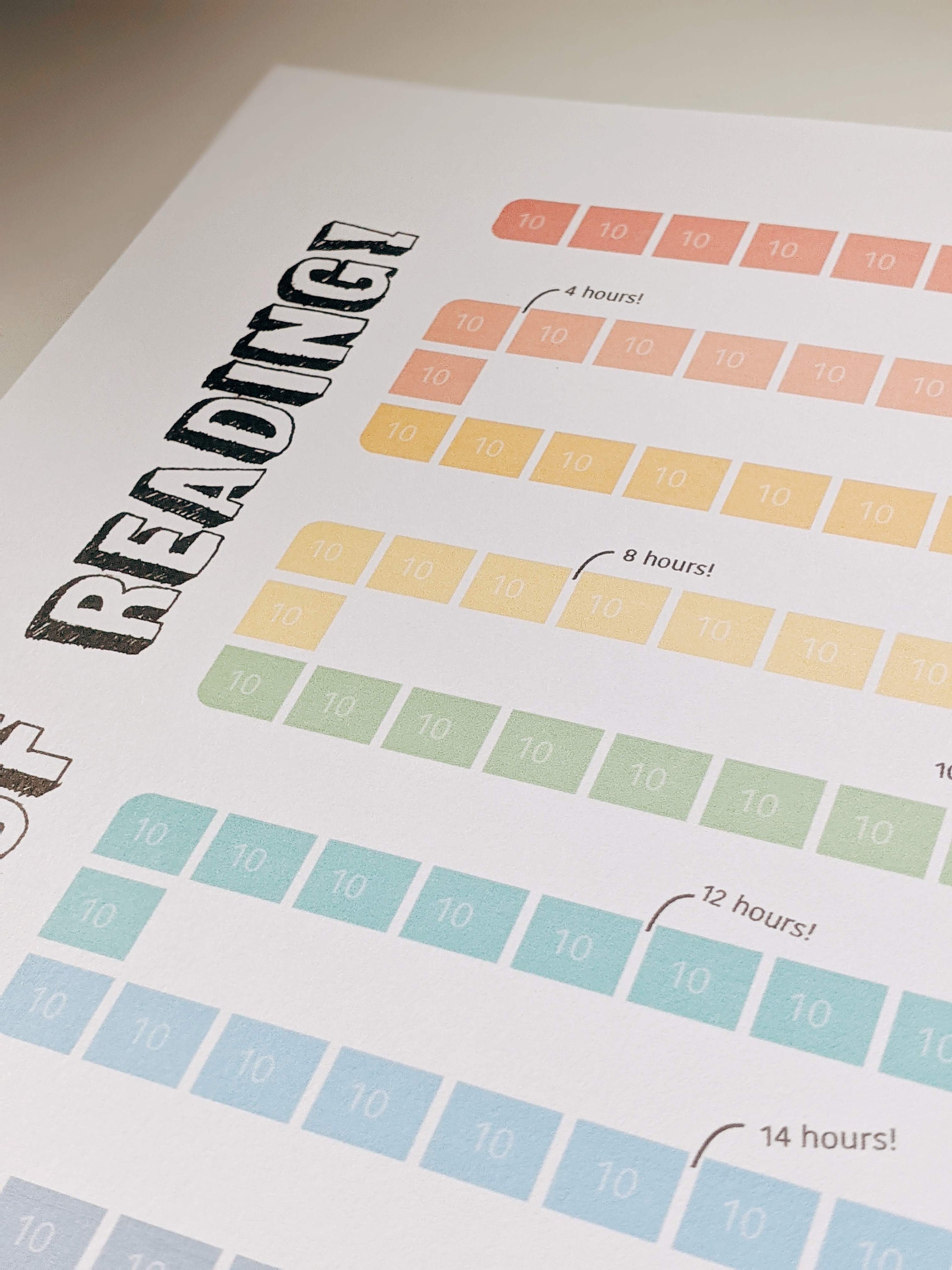 Minimalist Reading Chart Tracker Log Colorful Printable for Kids ...