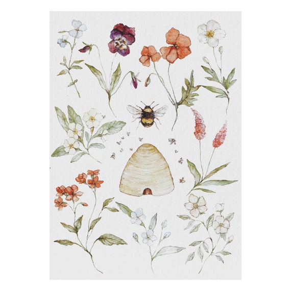 Beehive A5 Illustration Print - Etsy