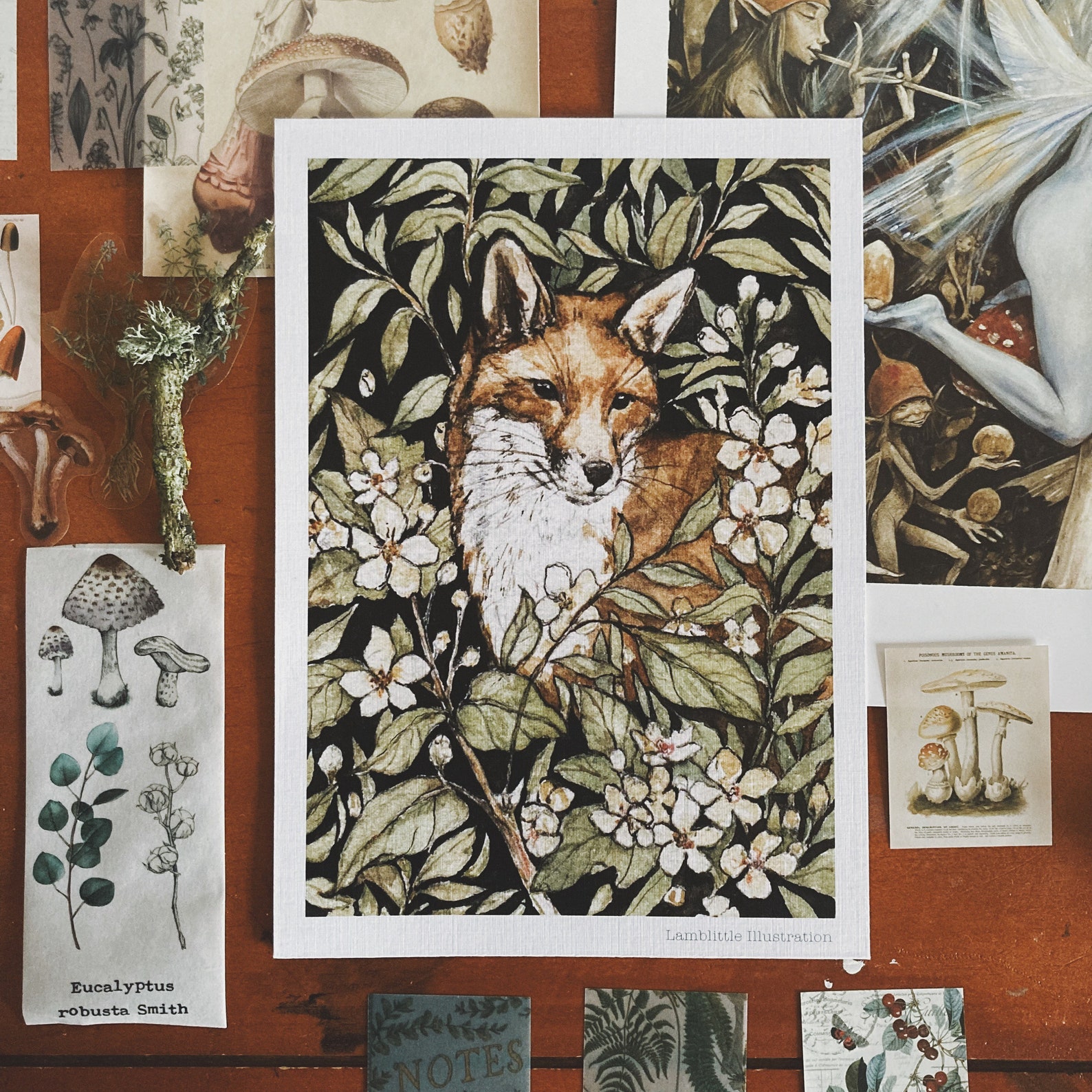 Fox in the Hedgerow A5 Illustration Print | Etsy