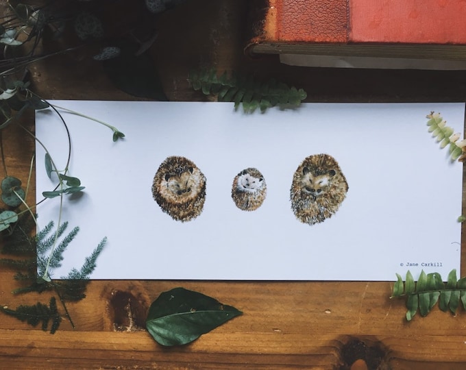 Hedgehog Family Illustration Print - Etsy