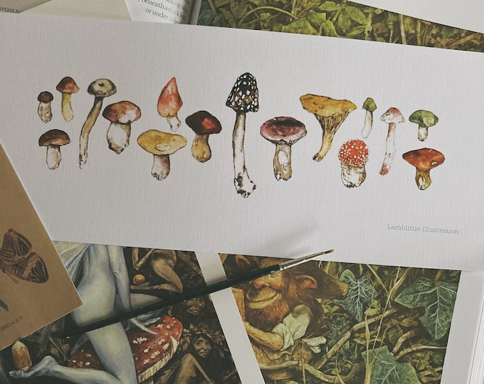 Line of Toadstools Illustration Print - Etsy