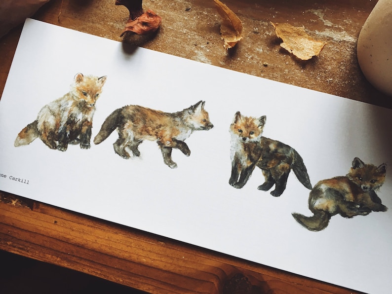 Fox Cubs Illustration Print | Etsy