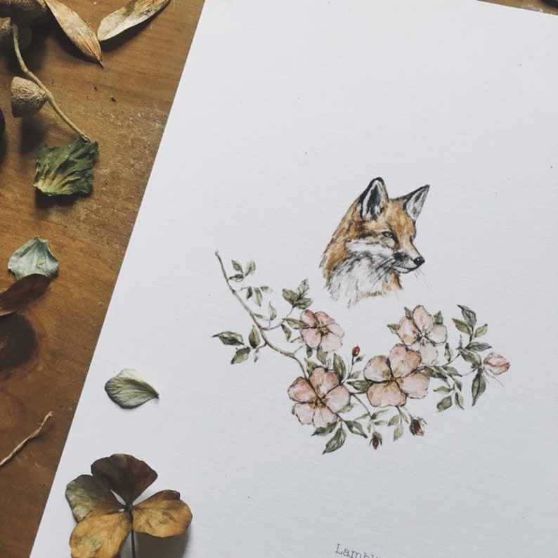 Rosey Fox A5 Illustration Print | Etsy