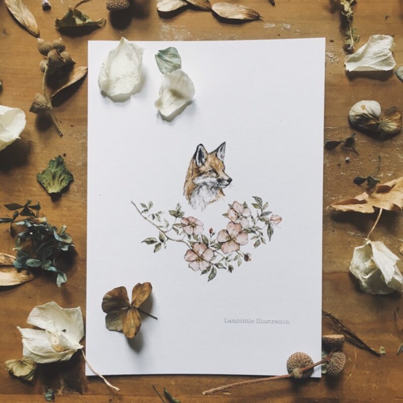 Rosey Fox A5 Illustration Print | Etsy