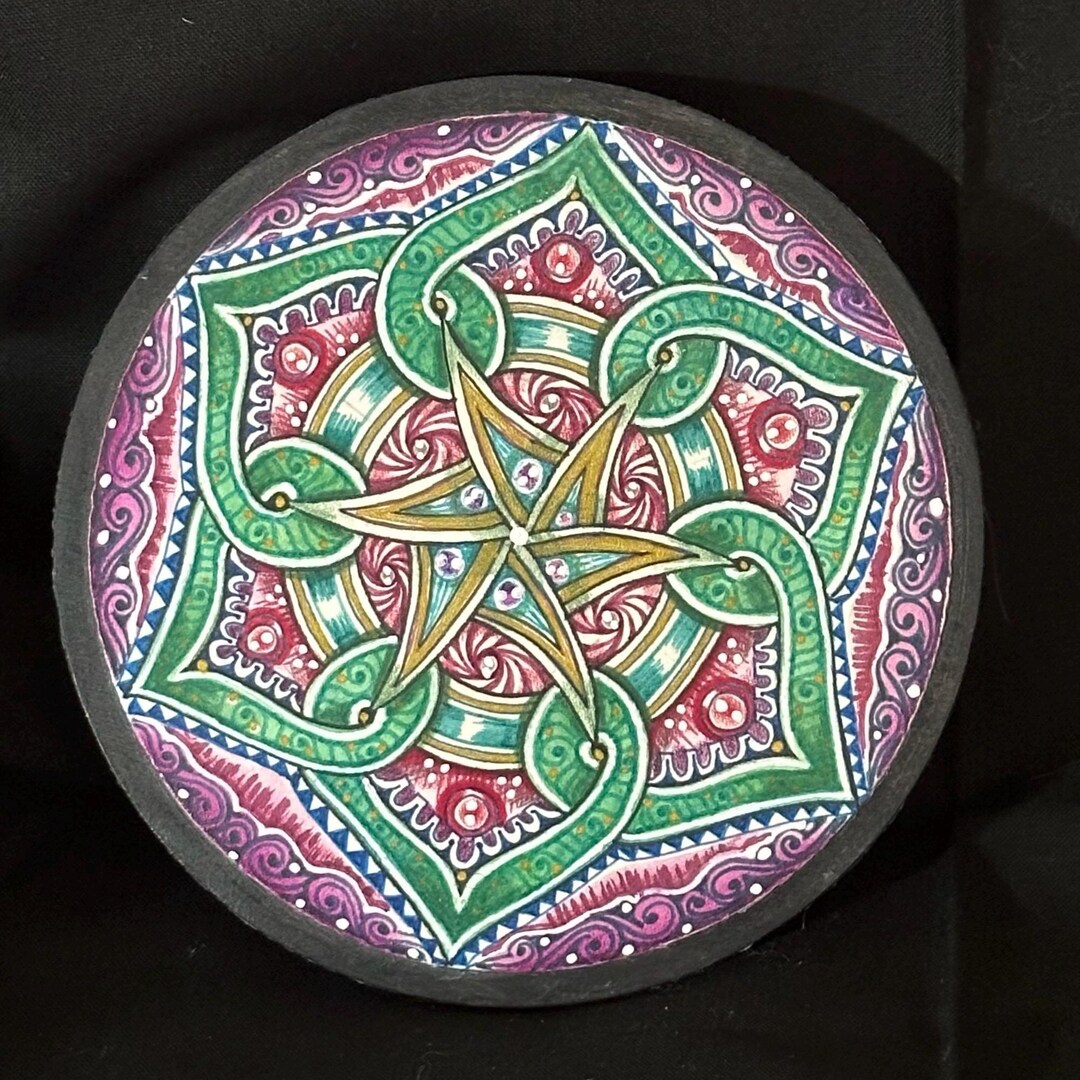 Purple /green Flower, A Zentangle Inspired Mandala - Etsy