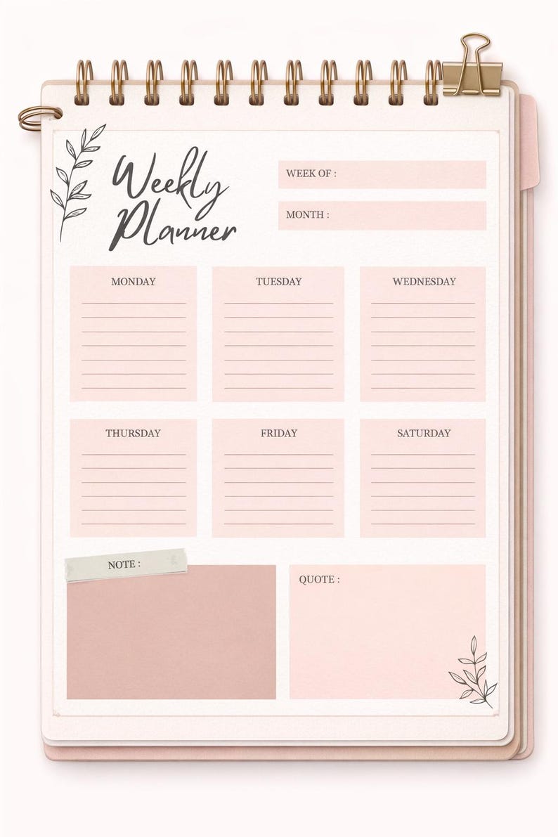 Weekly Planner for Busy Moms | Printable One-page Weekly Planning Sheet ...