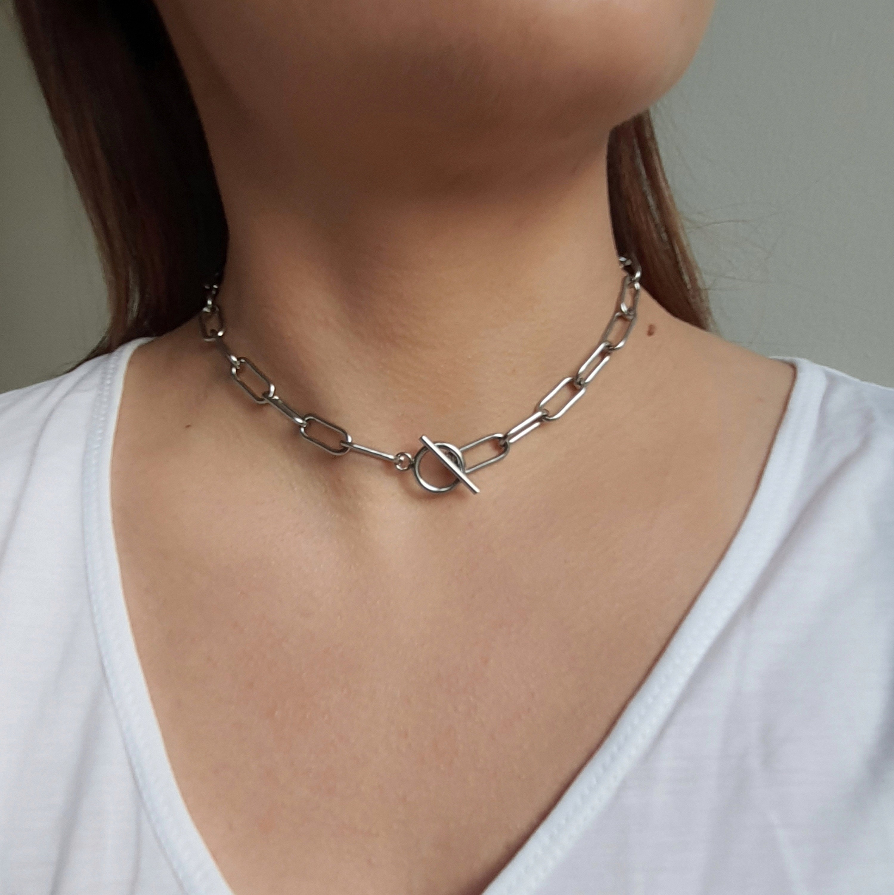 Chain choker stainless steel choker thick chain choker | Etsy