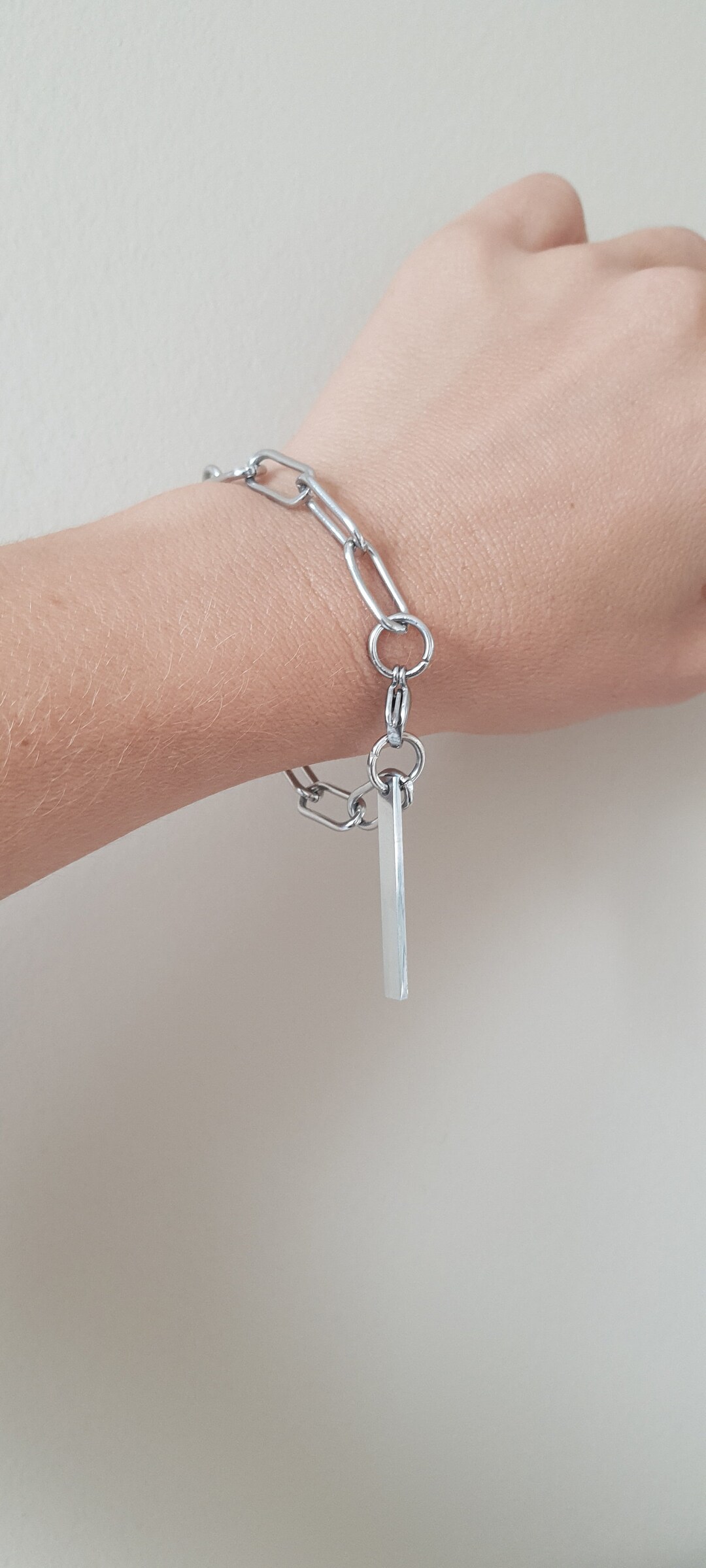 Chain Bracelet With a Bar, Chunky Chain, Surgical Steel Bracelet ...