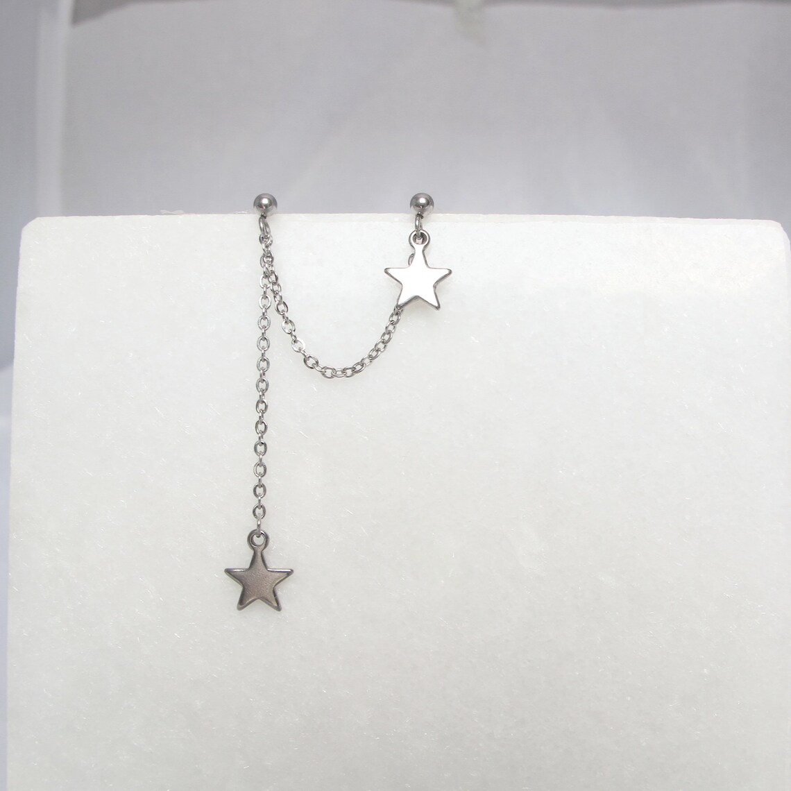 Double Piercing Chain Earring Two Holes Earring Star - Etsy