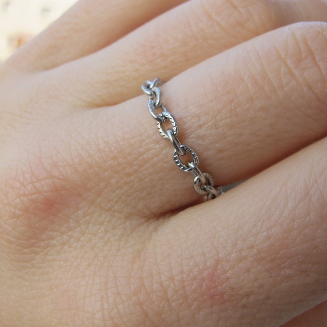 Chain Ring, Surgical Steel, Stainless Steel Ring, Minimalistic Ring ...