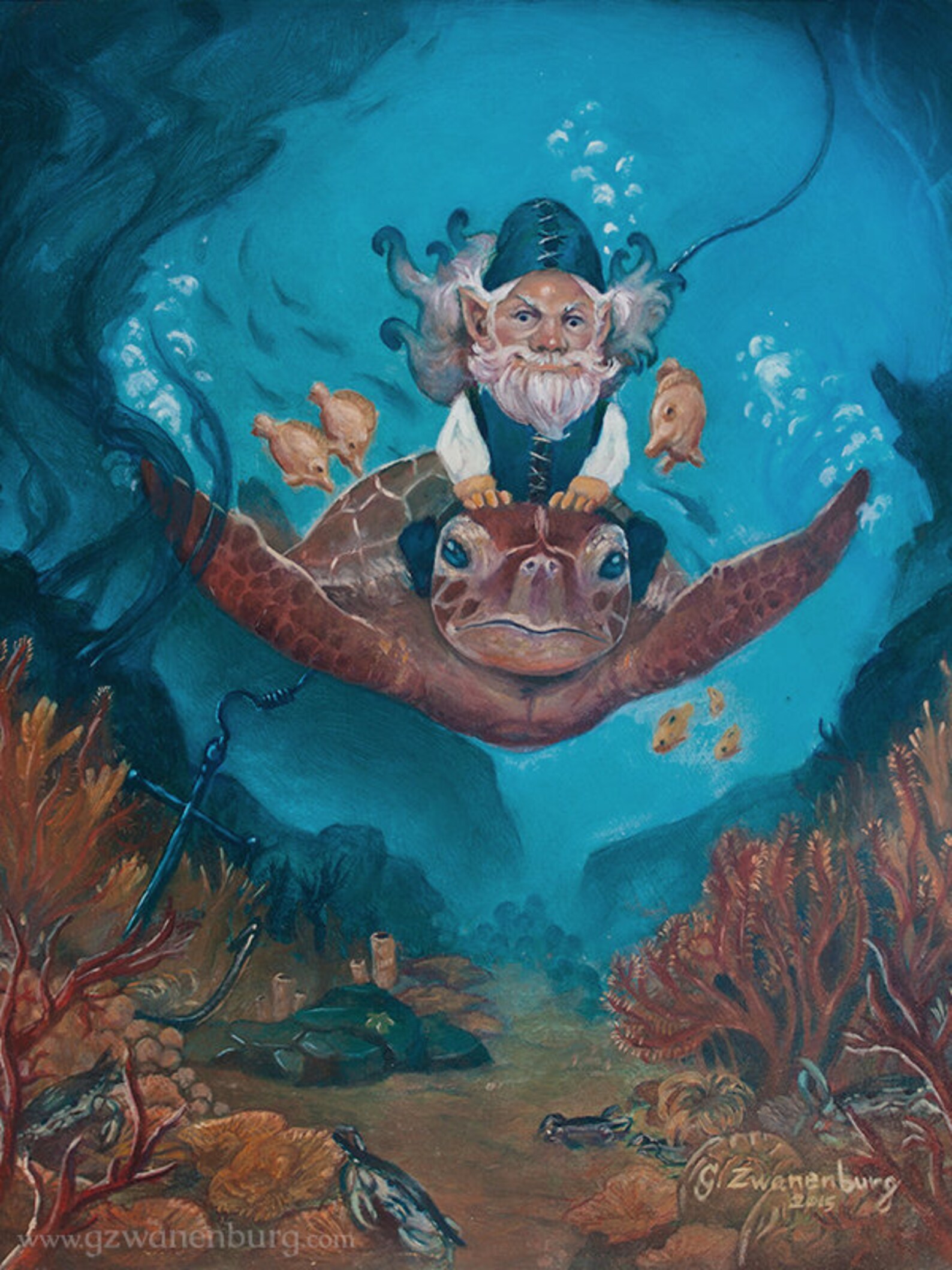 8X10 Fine Art Print Gnome and Turtle Ocean Gnome Gnome - Etsy