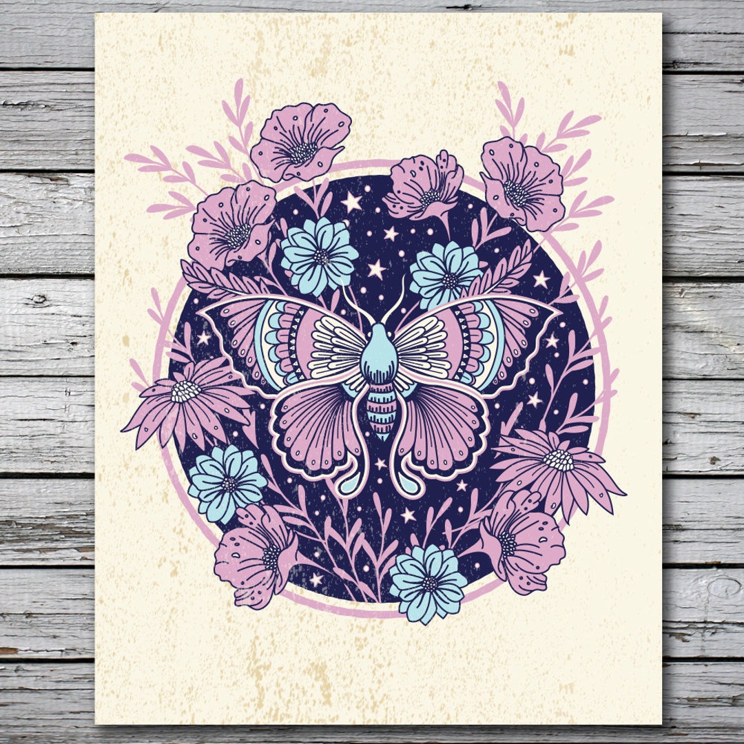 Butterfly Art Print, Flower Art, Pretty Colorful Art Work - Etsy