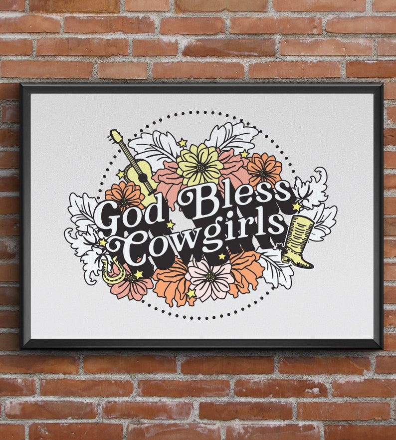 God Bless Cowgirls, Art Print, Western Decor, Cowgirl Art, West - Etsy