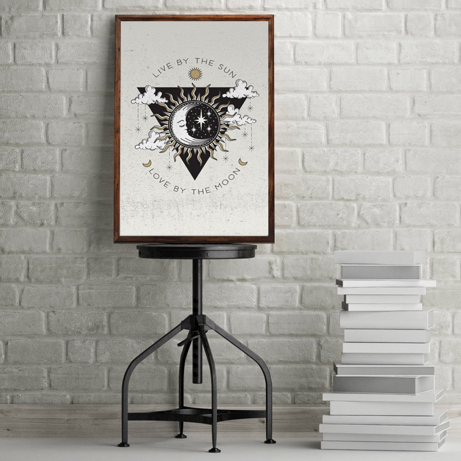 Sun & Moon Love Art Print, Live by the Sun Love by the Moon, Home and ...