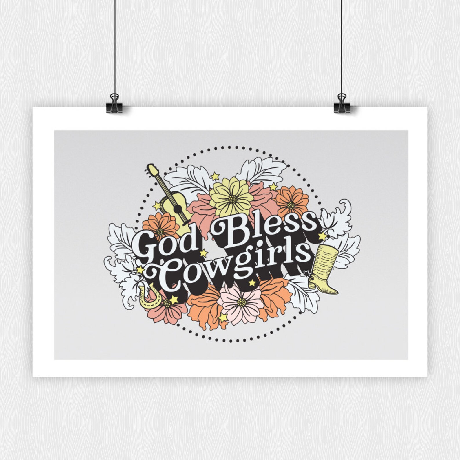 God Bless Cowgirls, Art Print, Western Decor, Cowgirl Art, West - Etsy