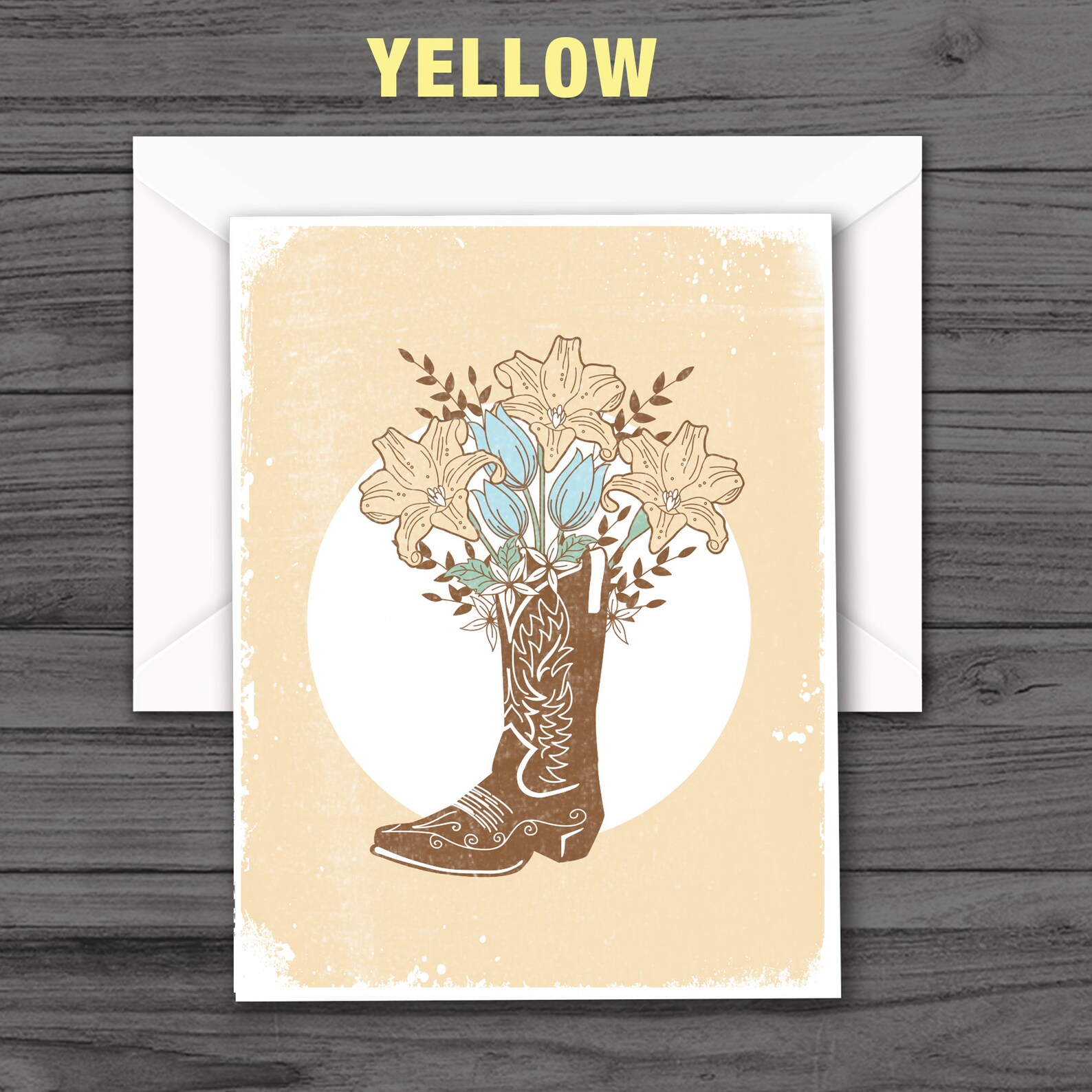 Cowboy Boots With Flowers Note Cards, Country Western Cards, All ...