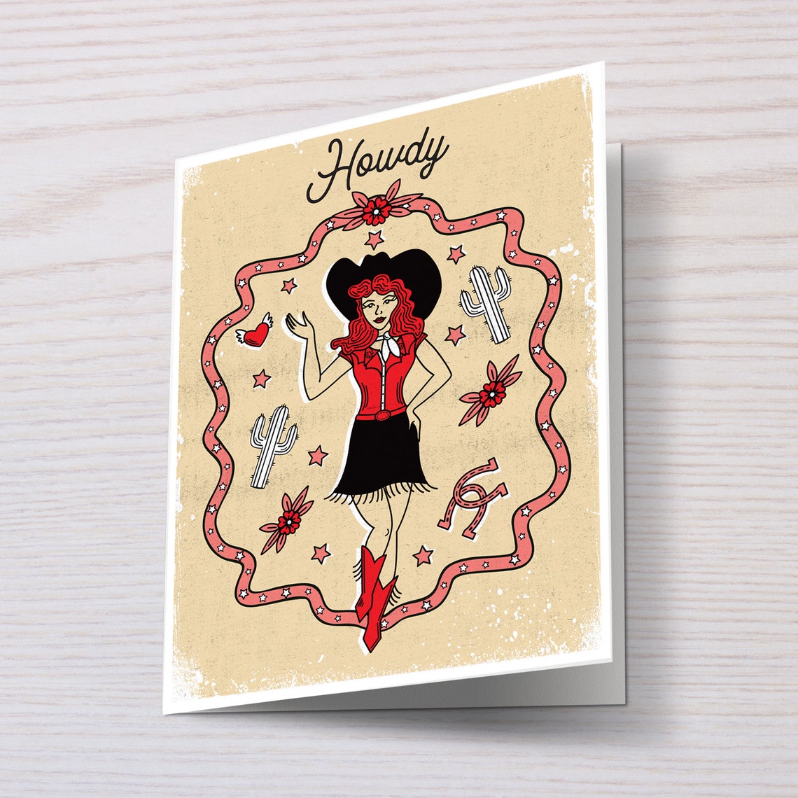 Howdy Cowgirl Note Cards, Retro Western Cards, All Occasion Blank ...