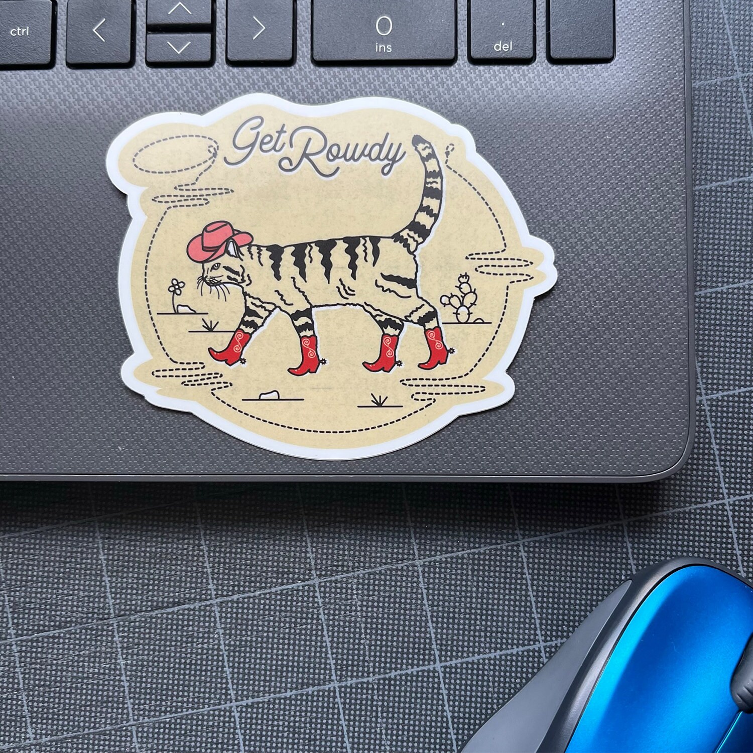 Get Rowdy Cowboy Cat Sticker Cat Vinyl Sticker Cat Lover - Etsy