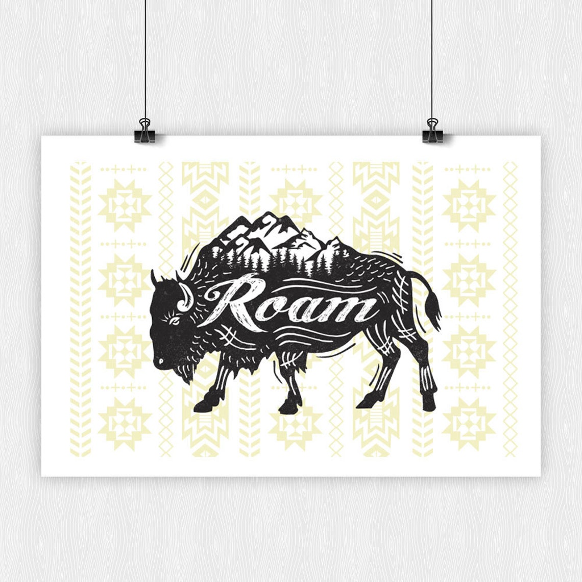 Bison Buffalo Roam Art Print, Southwest Home Decor, Mountain Wall Art ...