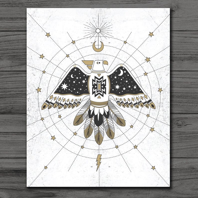 Thunderbird Art Print, Bird, Feathers, Indian Design, Southwest Art ...