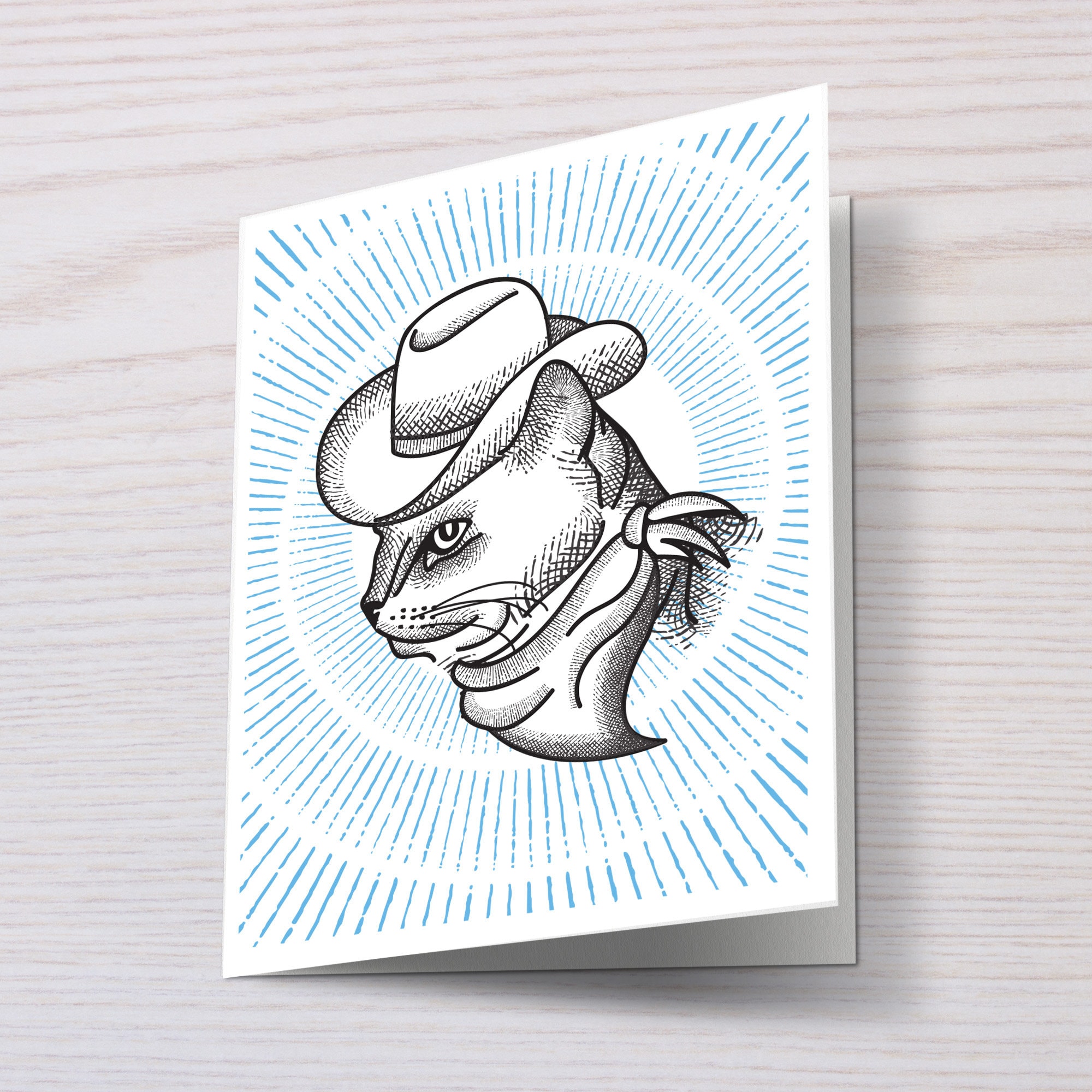 Wanted Cowboy Cat Note Card, Western Cat Stationary, Funny Cat Cards ...