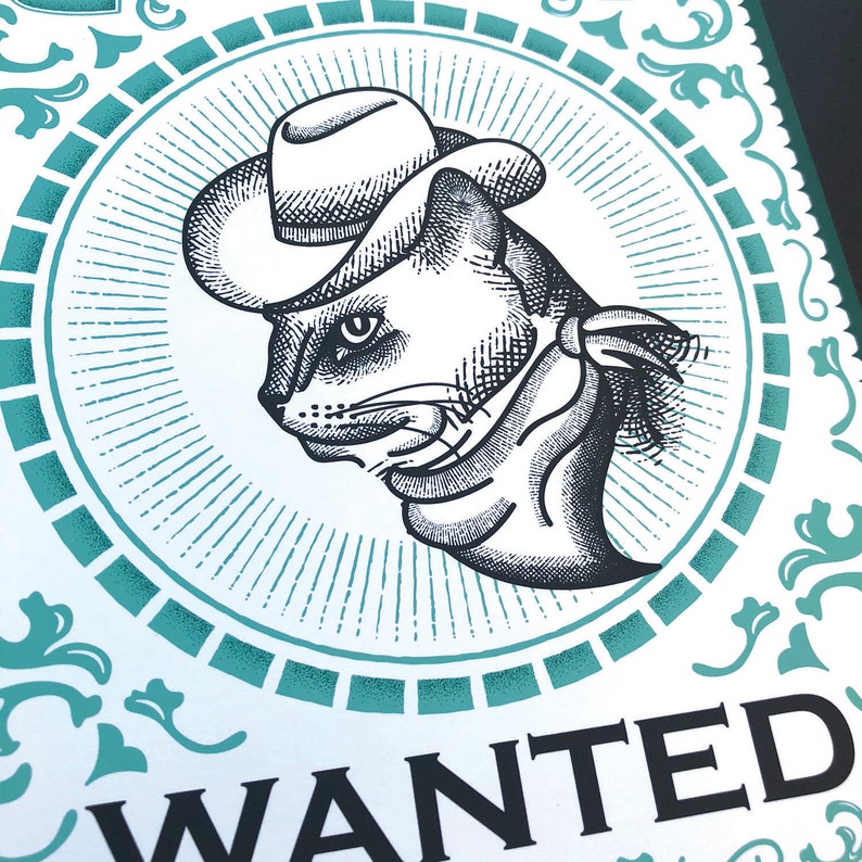 Western Cowboy Cat Art Print, Home & Office Decor, Rustic Wall Art ...