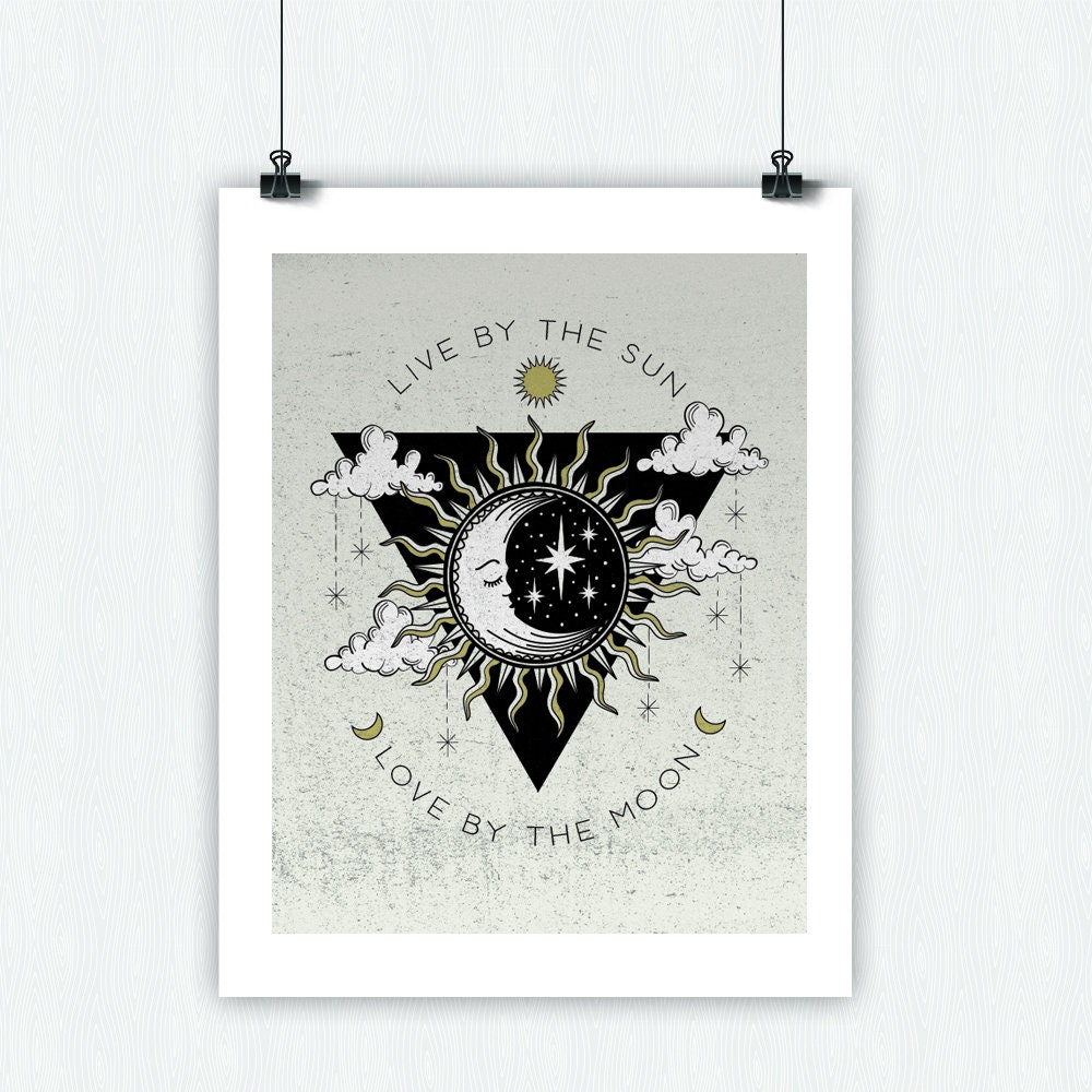 Sun & Moon Love Art Print Live by the Sun Love by the Moon - Etsy