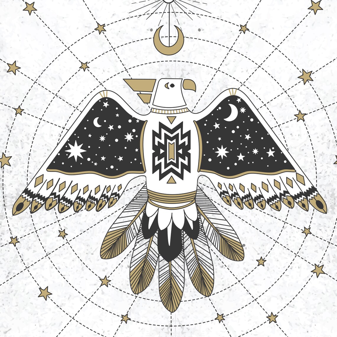 Thunderbird Art Print Bird Feathers Indian Design | Etsy