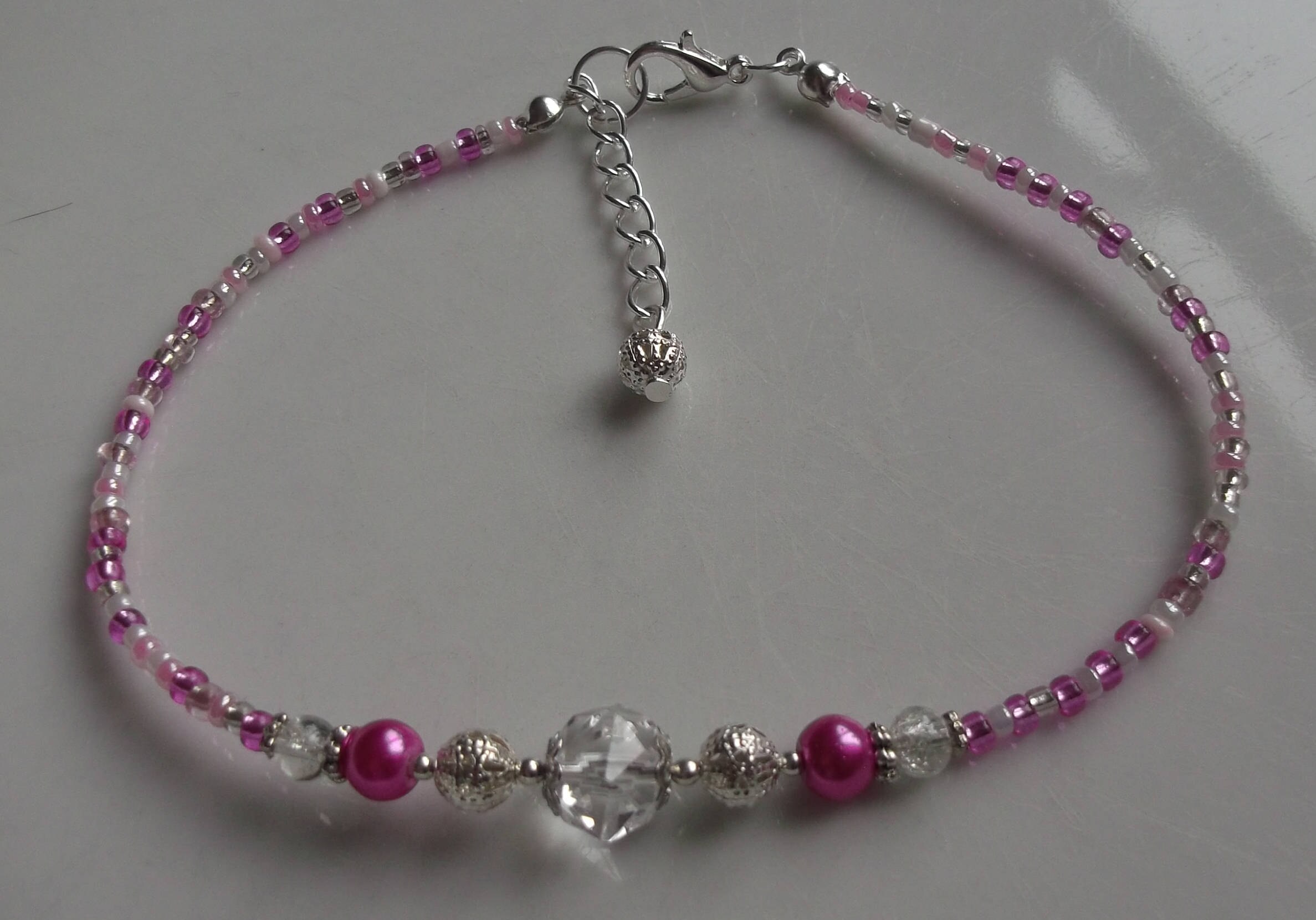 Pink anklet Pearl anklet ankle bracelet beaded anklet - Etsy Polska