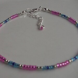 Pink and Blue Beaded Anklet, Ankle Bracelet, Beaded Anklet, Beach ...