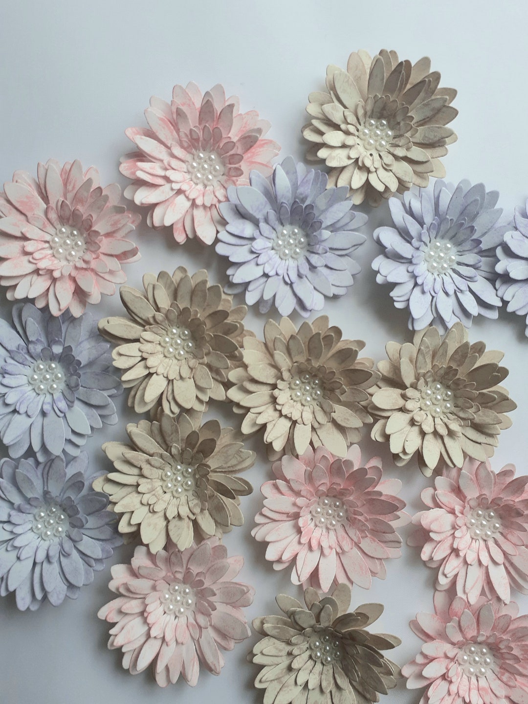 Pack of 6 Paper Flowers, Card Toppers, Craft Flowers, Card Making ...