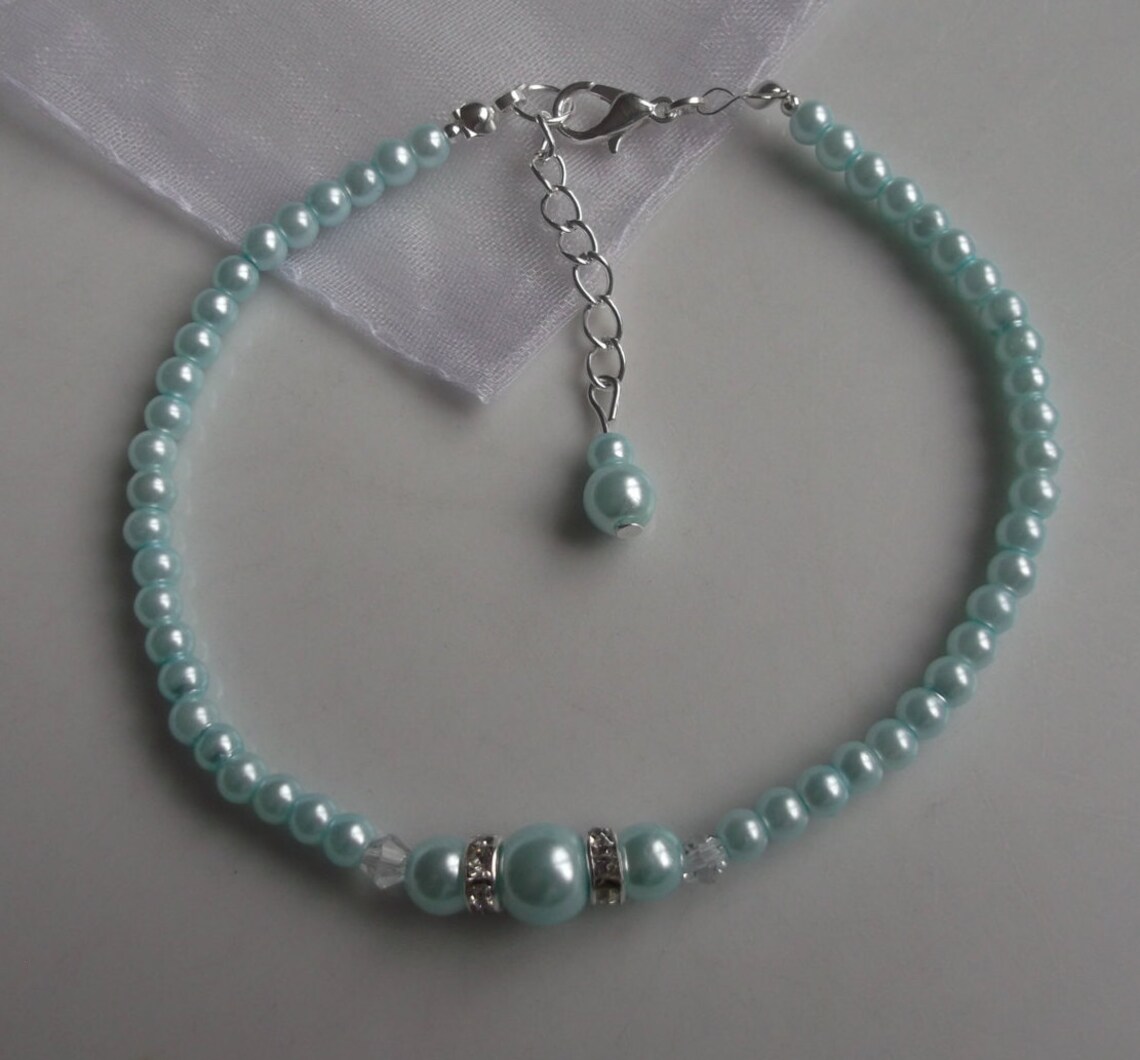 Something Blue Anklet Blue Pearl Anklet Ankle Bracelet | Etsy UK