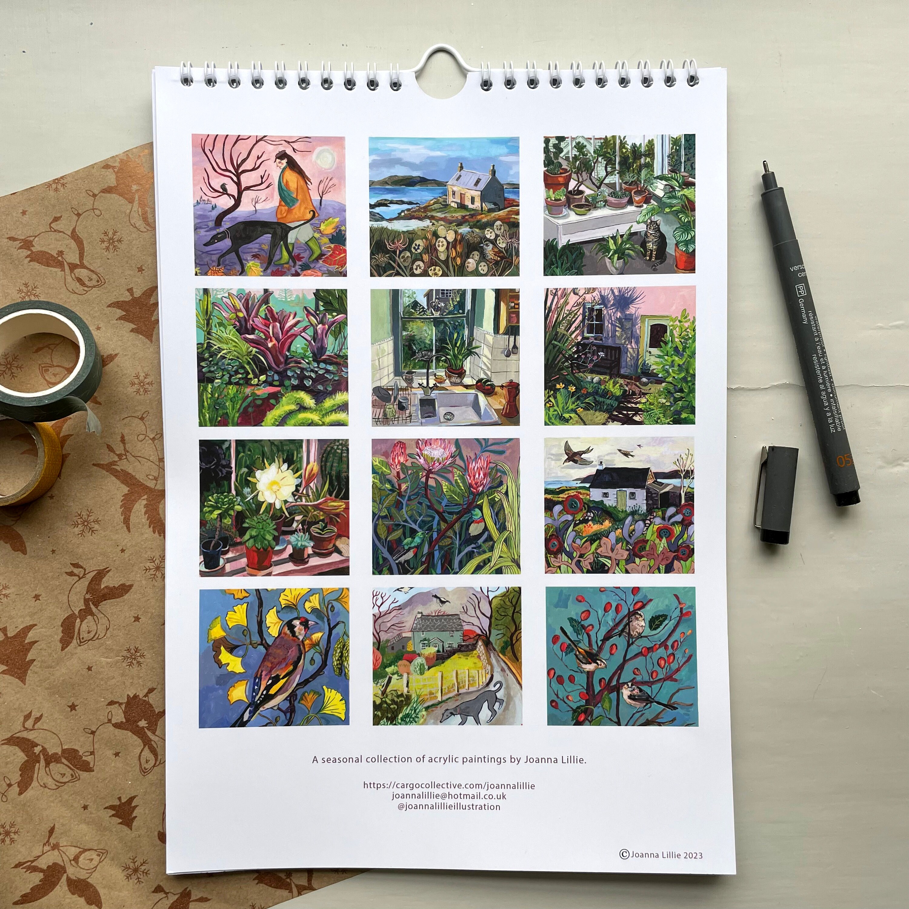 Painted Calendar Illustrated Calendar Seasonal Calendar Unique Calendar ...