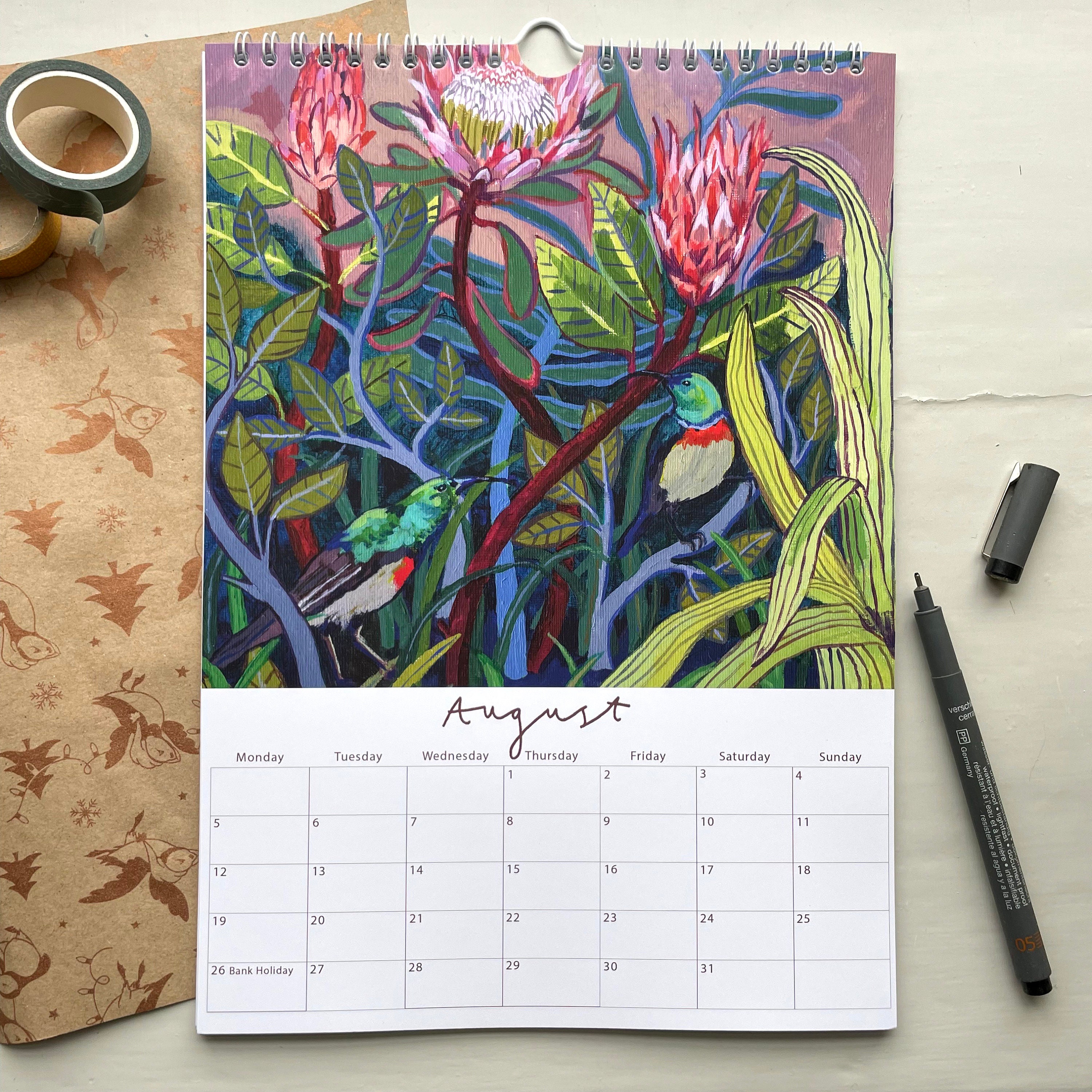 Painted Calendar Illustrated Calendar Seasonal Calendar Unique Calendar ...