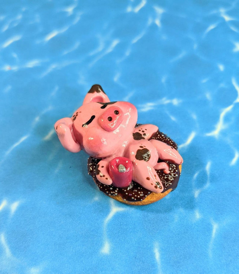 Floaty Pig in a Donut Figure-charms - Etsy