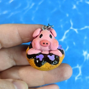 Floaty Pig in a Donut Figure-charms - Etsy