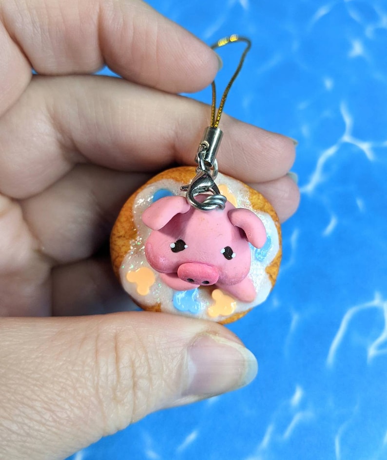 Floaty Pig in a Donut Figure-charms - Etsy