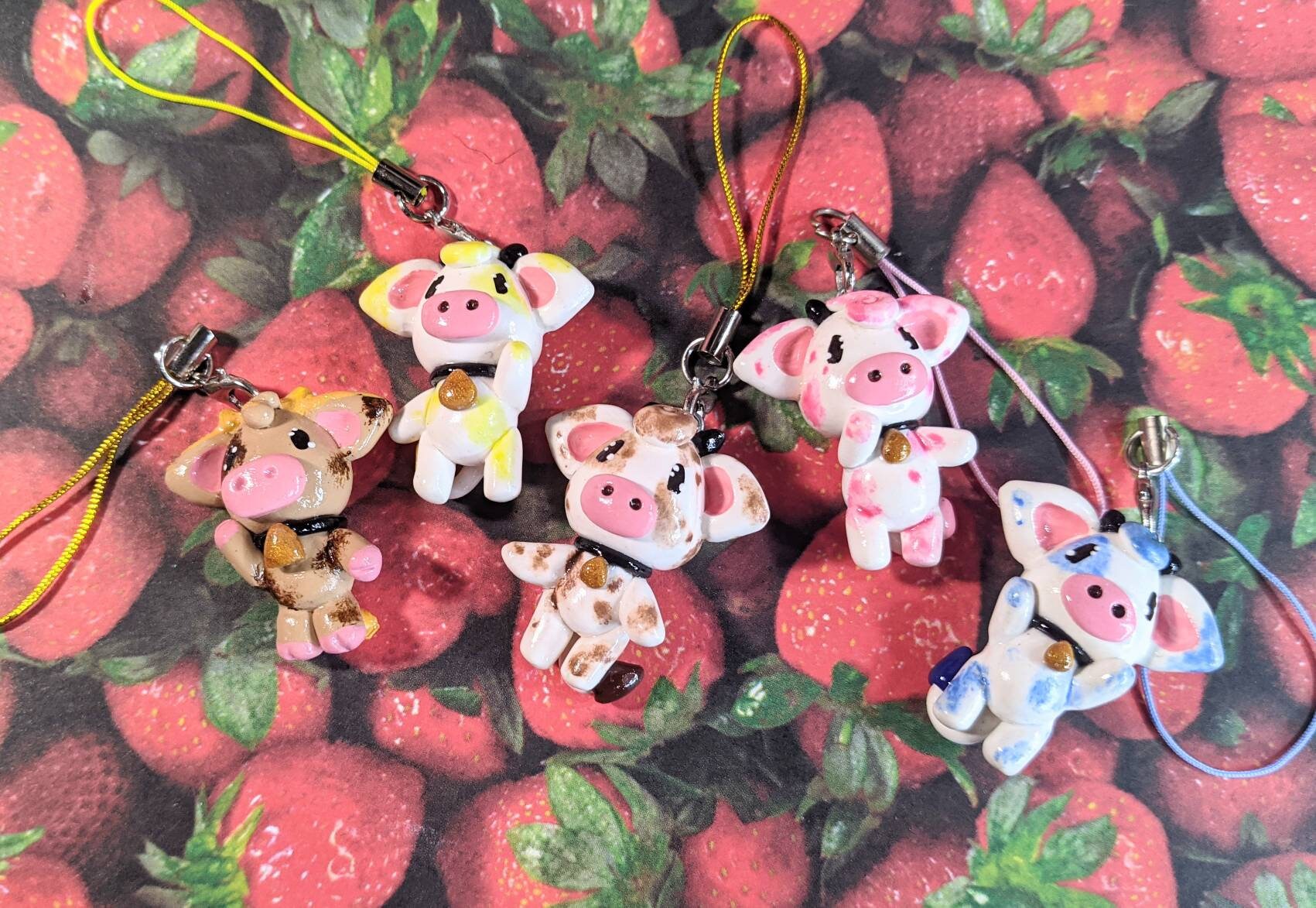 Chibi Cow Charms Vanilla Chocolate Strawberry Blueberry | Etsy