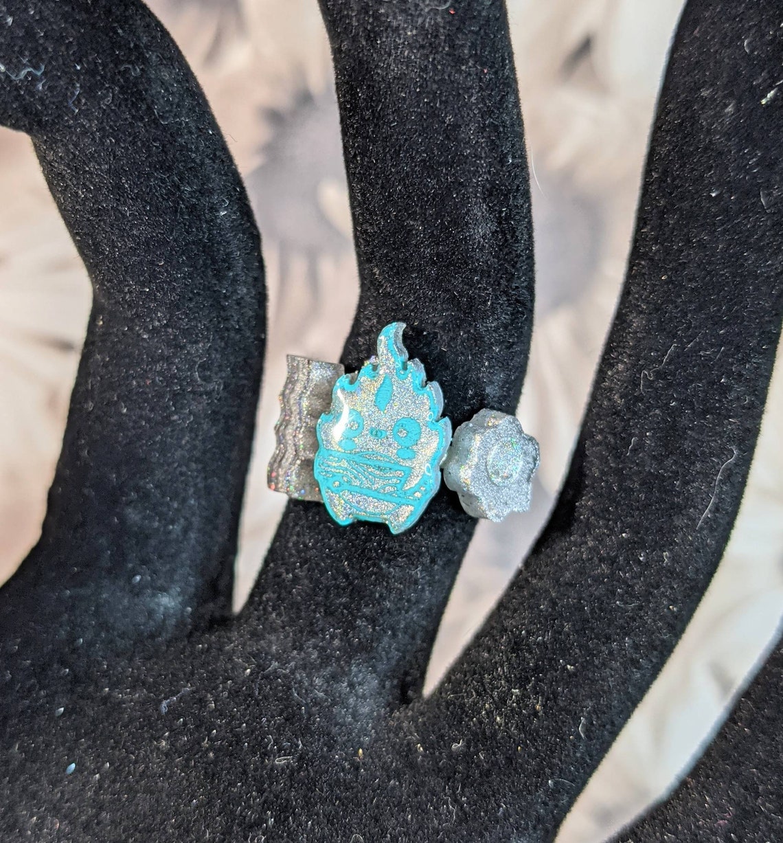 Fire Demon Bacon and Egg Rings. (parody Howl Moving Castle) Resin Rings ...