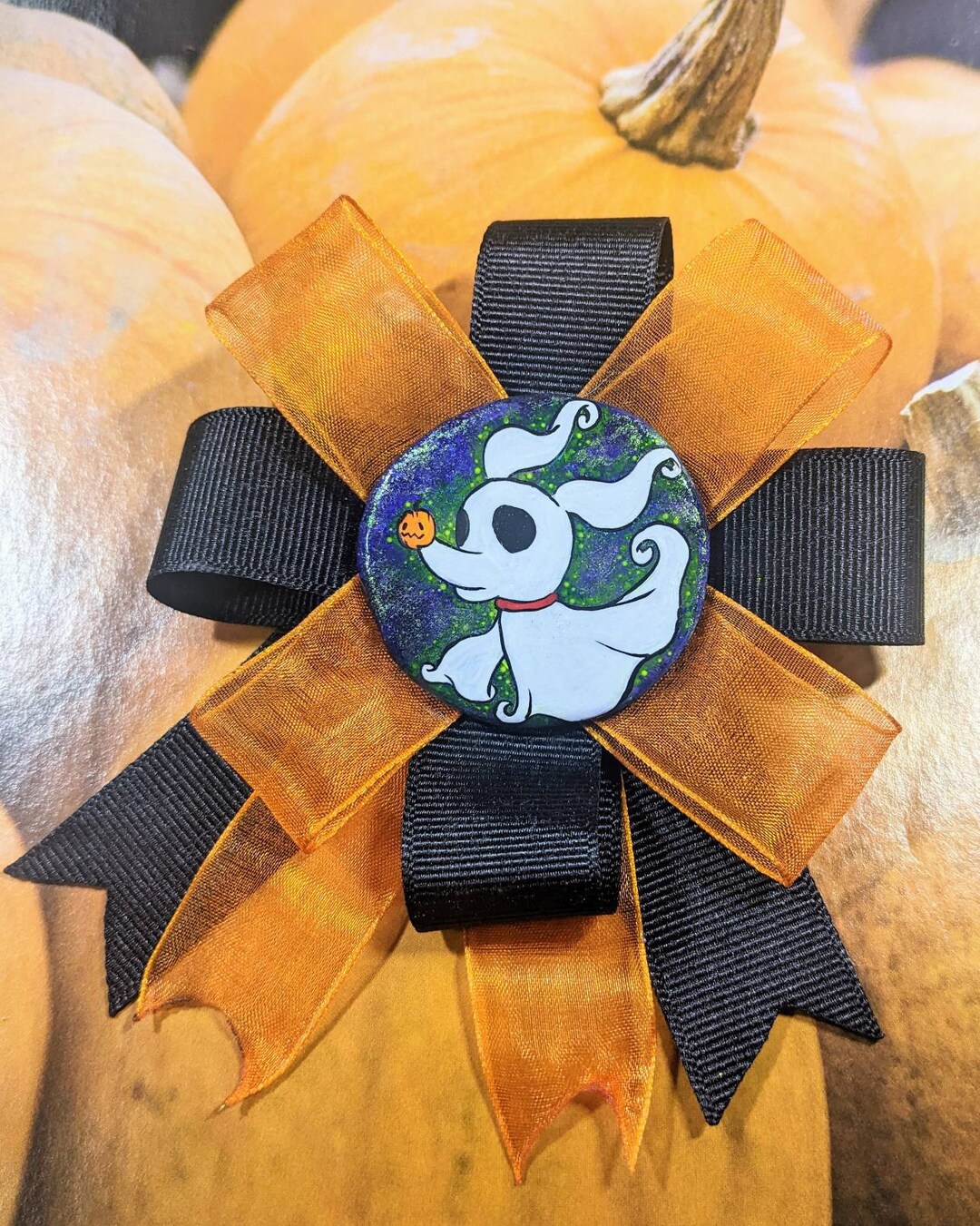Fanmade Clay Zero Ribbon Rosette Pin- Halloween Pin Decorations - Etsy