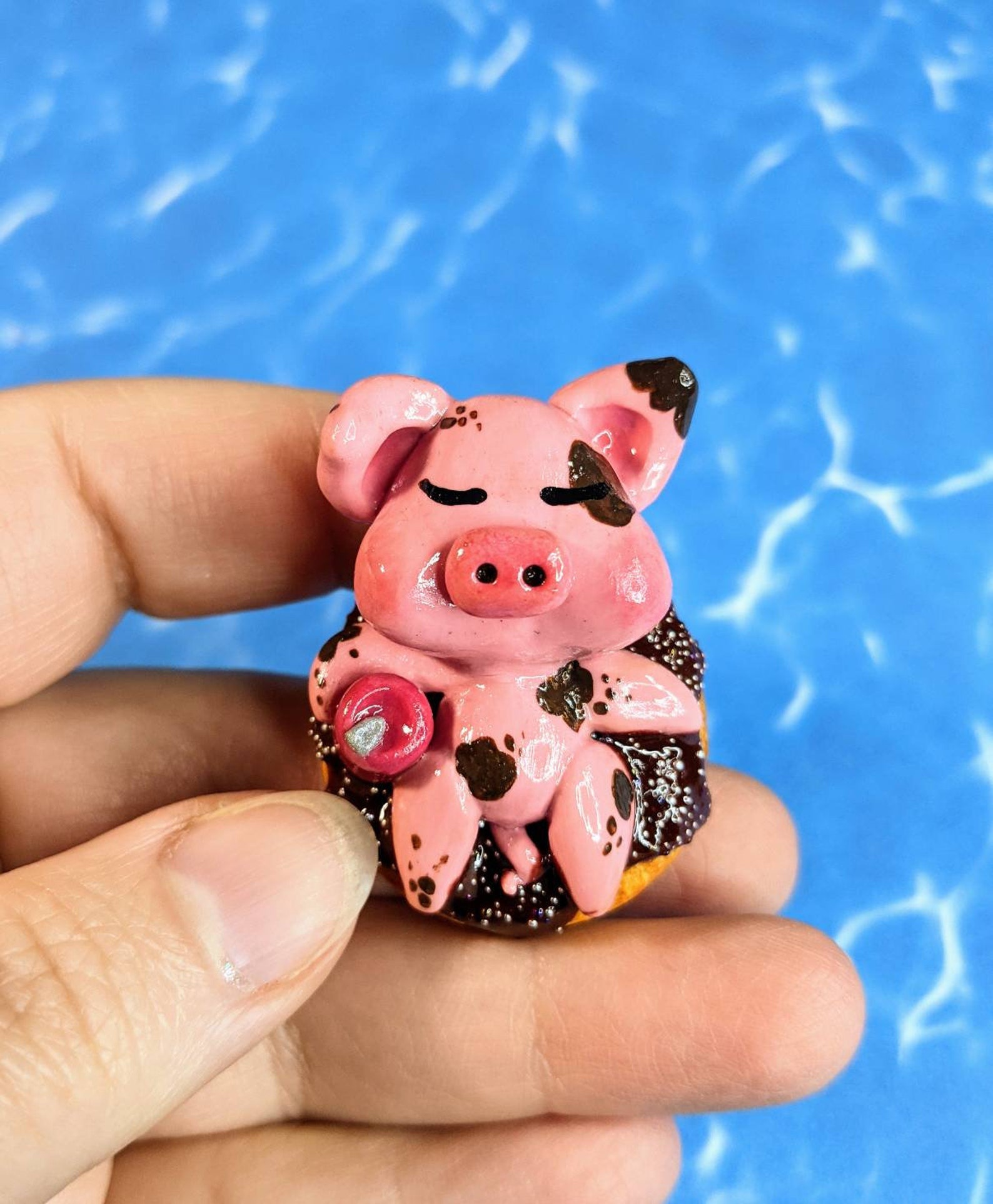 Floaty Pig in a Donut Figure-charms - Etsy