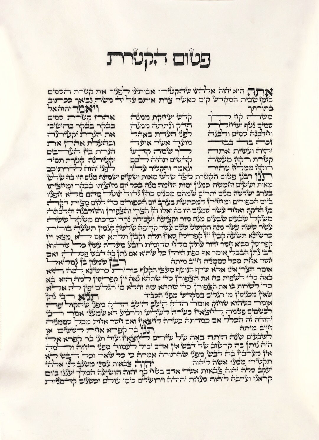 LARGE Pitum Haketoret Scroll - Hand Scribed in Jerusalem, Israel - Etsy