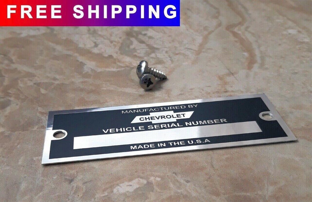 1953 - 1963 Custom Engraved Glossy Chevrolet Chevy Plate ID Tag Data ...