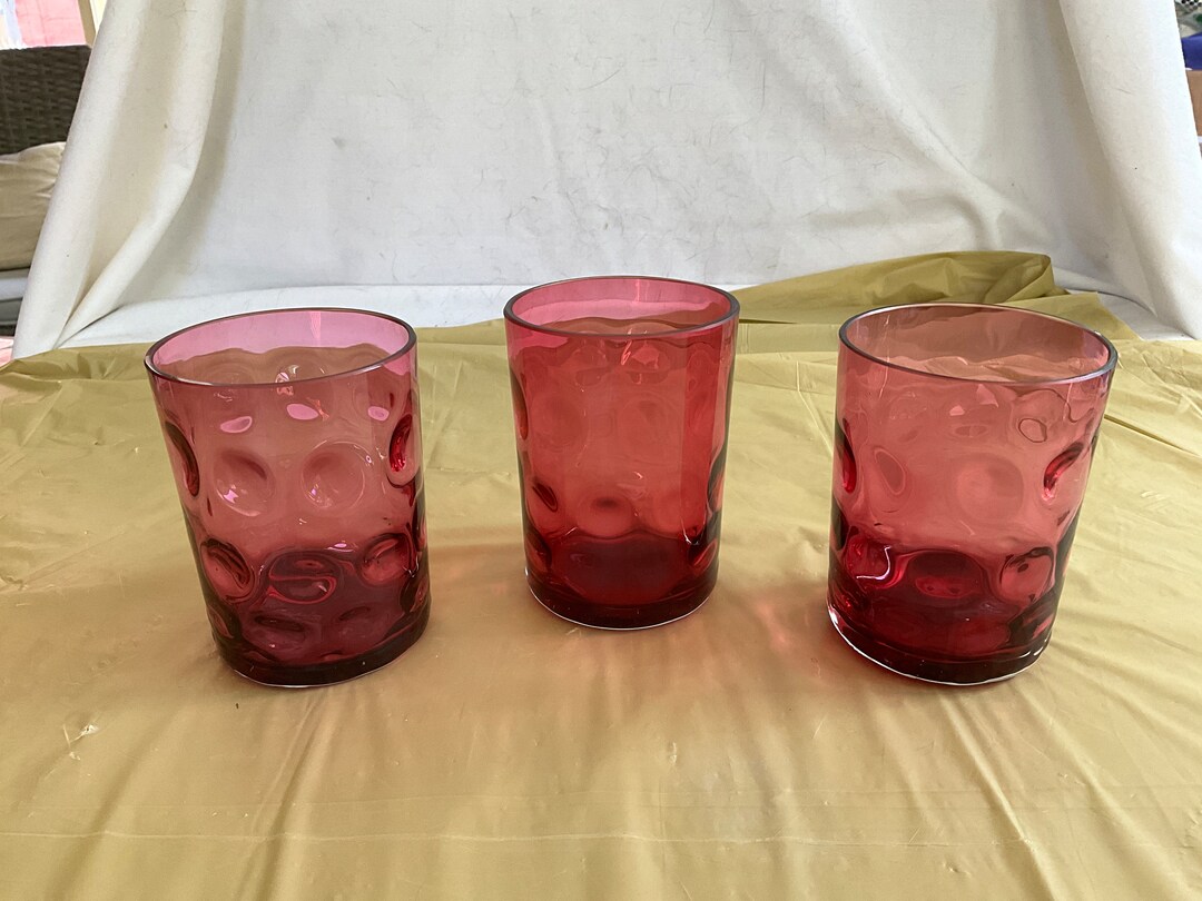 3 Dimpled Thumbprint 6 Fl Oz Drinking Glasses Jeweltone - Etsy