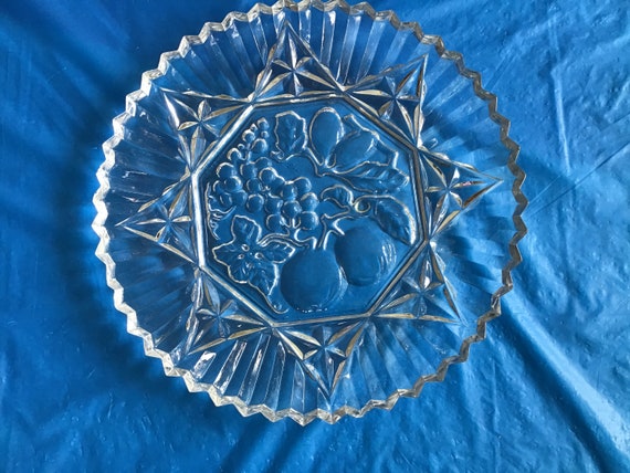 Beautiful 11.25 Diameter Heavy Cut Glass Serving Platter With | Etsy