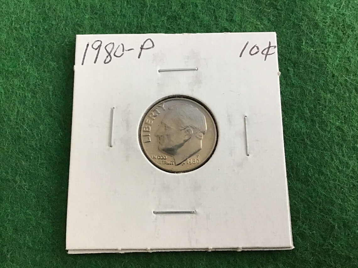 1980-P - Roosevelt Dime - Coin No 5741 - in a Protective 2x2 - Etsy