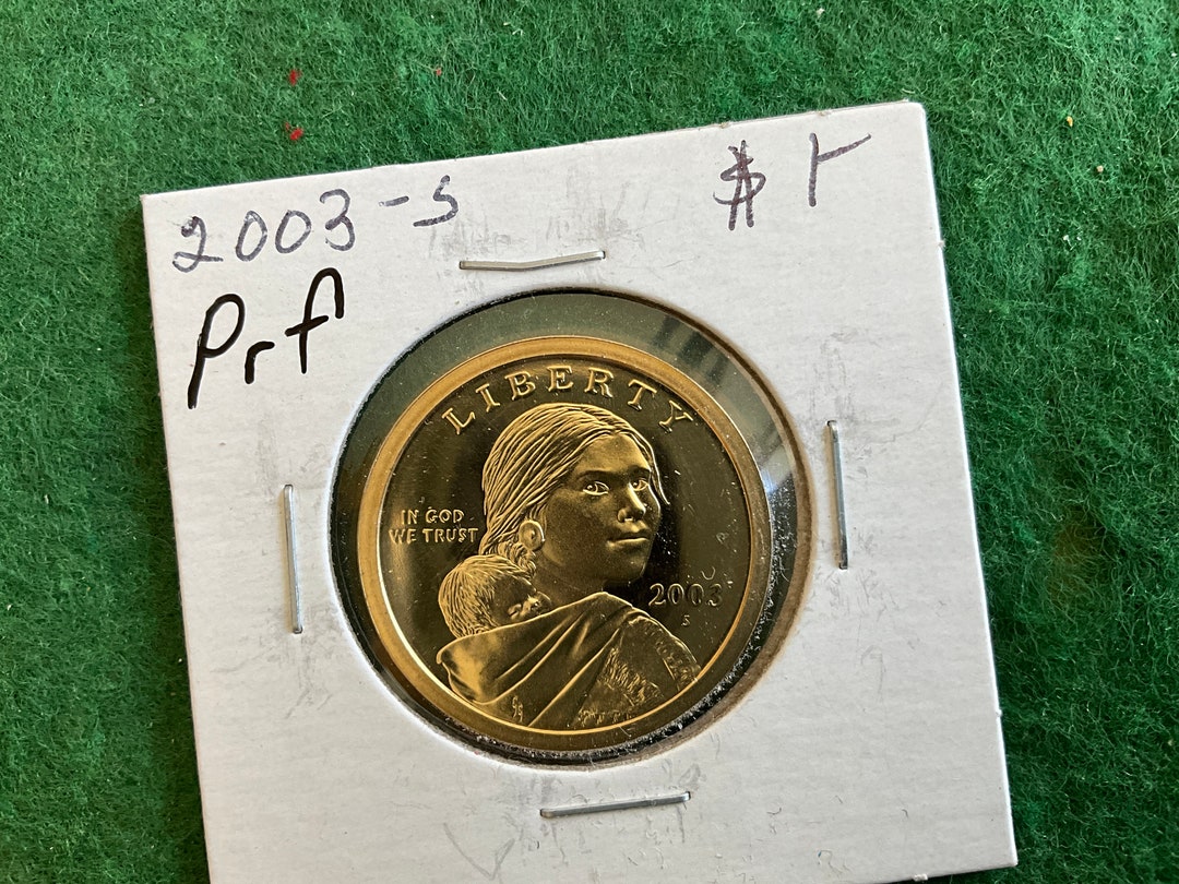 2003-S Proof - Goldtone Sacagawea One Dollar Coin - No 16351 - in a ...